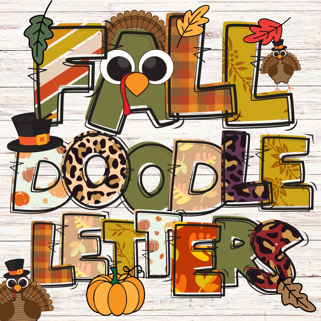 Fall Doodle Letters: Alpha Bundle, Thanksgiving Font (PNG) - Etsy