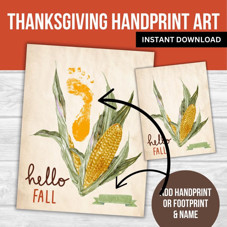 Thanksgiving Handprint Footprint Art: Kids Craft Keepsake (PDF) - Etsy