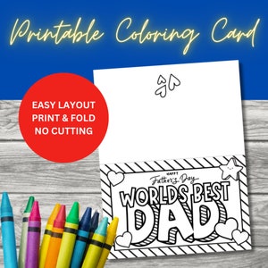 Fathers Day Printable Coloring Card, Color Your Own Fathers Day Card ...