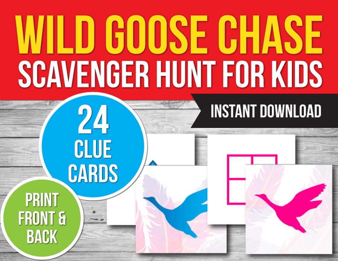 Printable Scavenger Hunt for Kids Wild Goose Chase Kids - Etsy Canada
