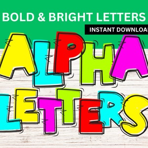 Doodle Alphabet Clipart: Bright Bulletin Board Letters (PNG, SVG) - Etsy
