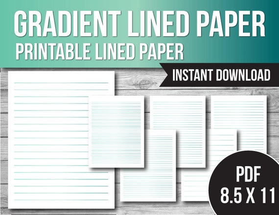 Printable Lined Paper PDF Blue Green Lined Paper Wide Rule - Etsy
