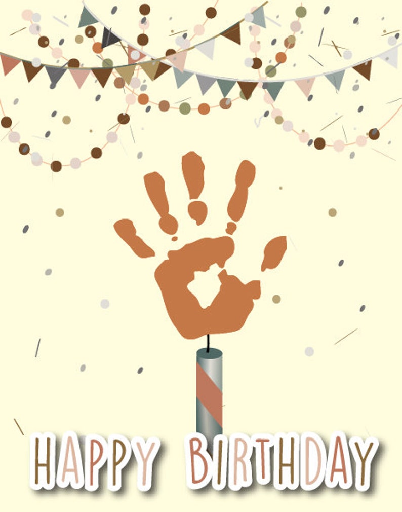 Birthday Handprint Craft Printable Keepsake Art Happy - Etsy UK