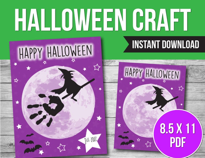 Halloween Handprint Craft Kids Printable Halloween Craft - Etsy