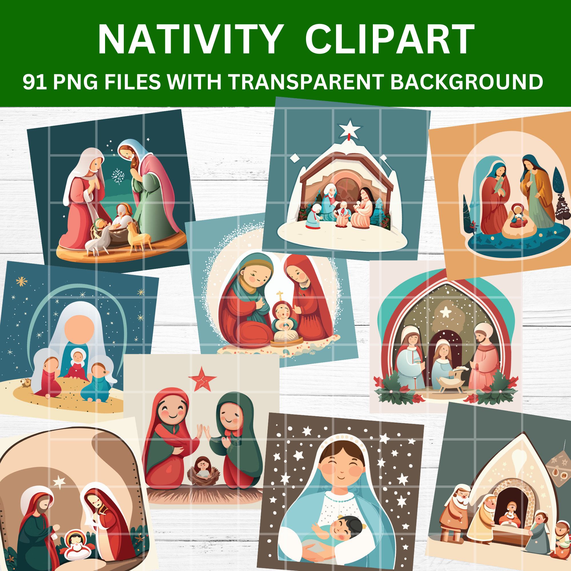 Nativity Scene Clipart Printable Nativity Nativity Clipart - Etsy