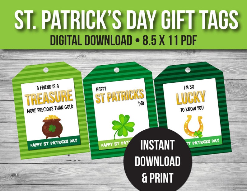 St. Patrick's Day Gift Tags Printable Gift Tags Digital - Etsy