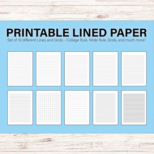 Printable Lined Paper Bundle PDF, Wide Rule College Rule Paper, Lined ...