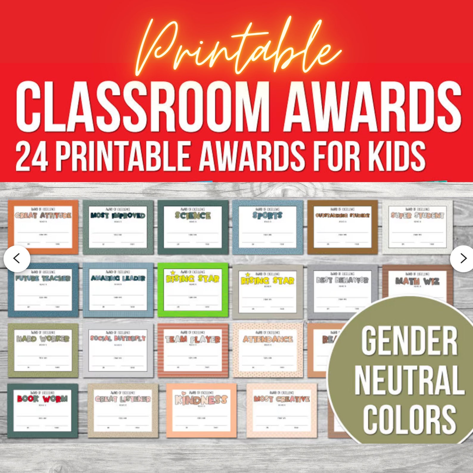 24 Boho Classroom Award Certificates: Printable Student Awards (PDF) - Etsy