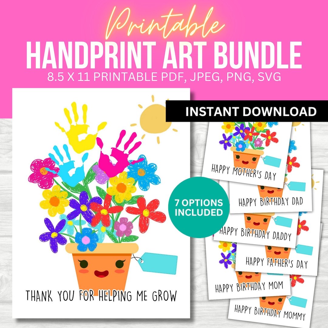 Handprint Art Craft Printable, Mothers Day Handprint Art, Fathers Day ...
