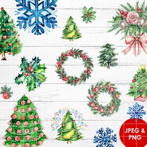 Watercolor Christmas Clipart Bundle, PNG JPG Set (instant Download) - Etsy