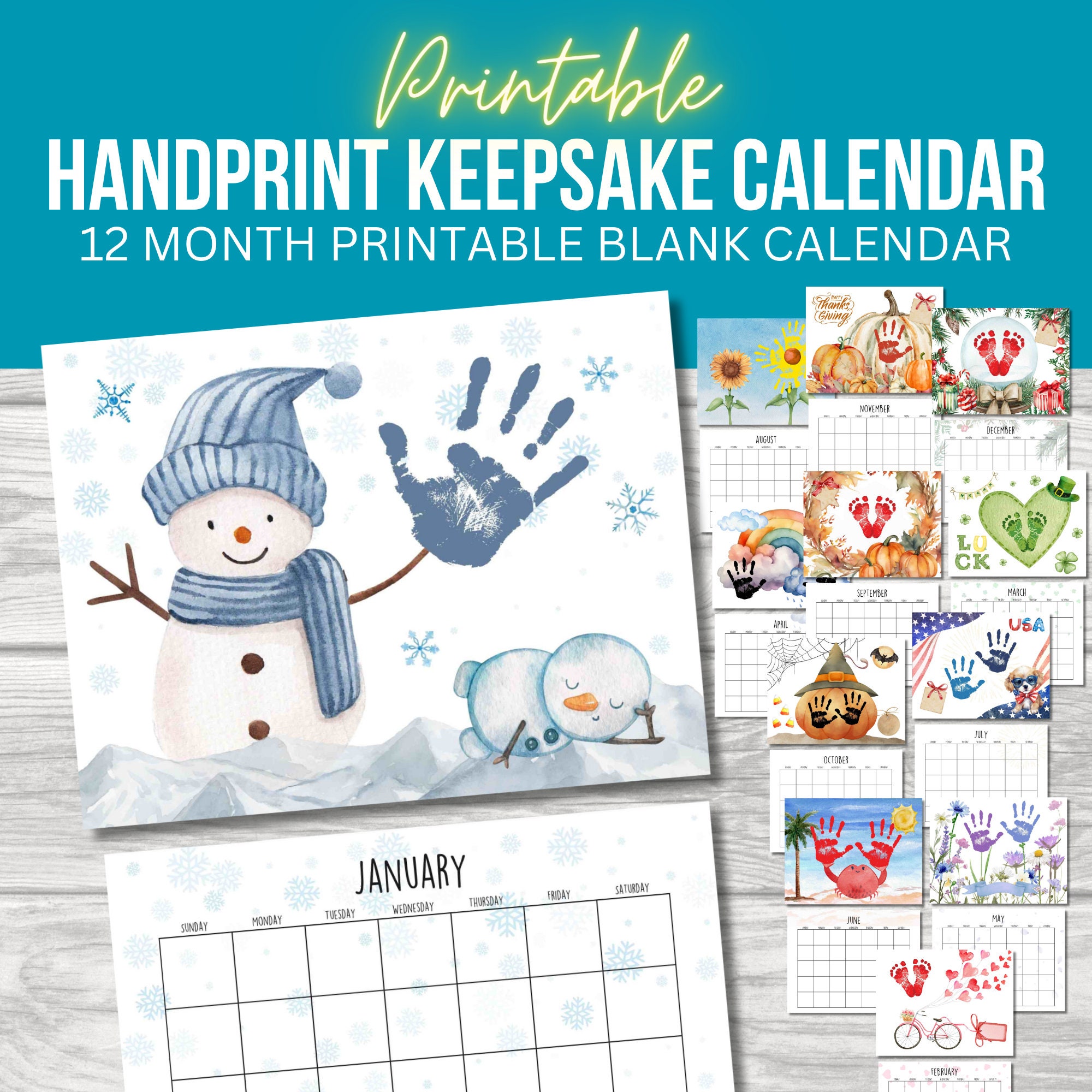 2024 Handprint Calendar, Printable Handprint Craft, Handprint Art ...