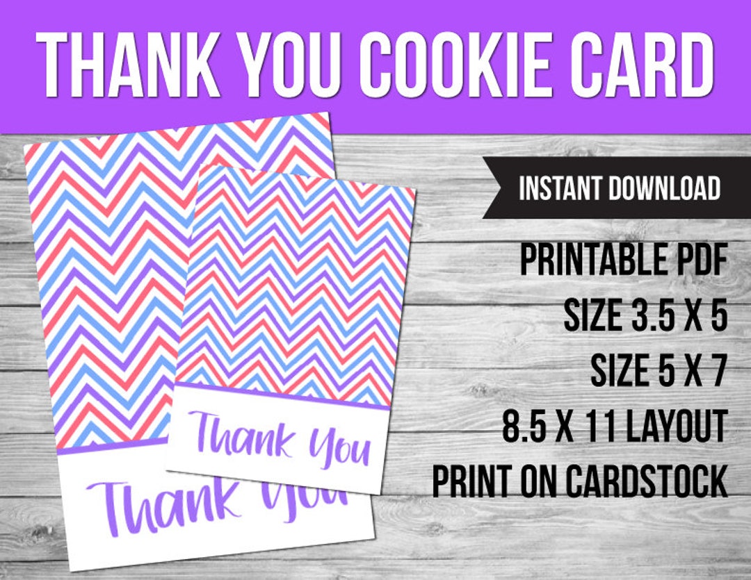 Thank You Printable Cookie Cards, Spring Cookie Card, Appreciation ...