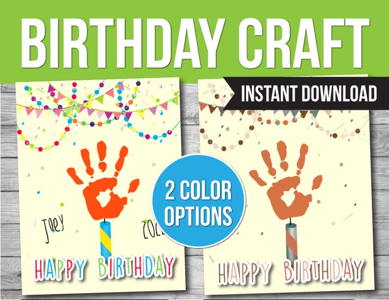 Birthday Handprint Craft Printable Keepsake Art Happy - Etsy UK
