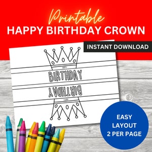 Happy Birthday Crown, Birthday Party Crown, Printable Crown, Paper ...