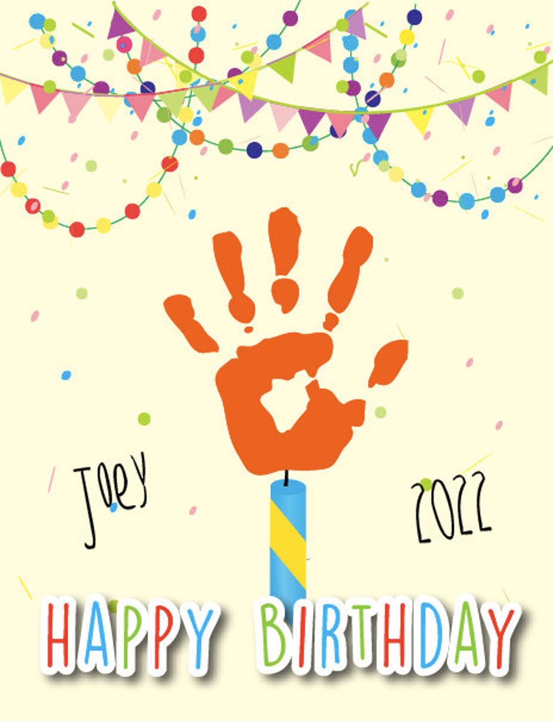 Birthday Handprint Craft Printable Keepsake Art Happy - Etsy UK