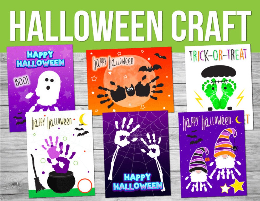 Halloween Handprint Footprint Art: DIY Craft Bundle (PDF Printable) - Etsy