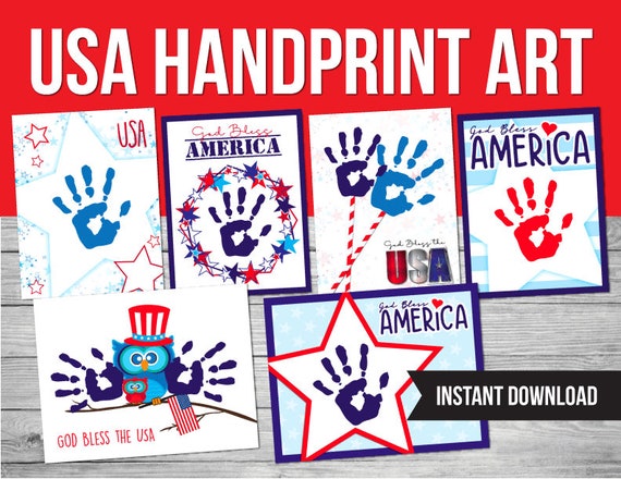 USA Handprint Art Printable Keepsake 4th of July Craft - Etsy