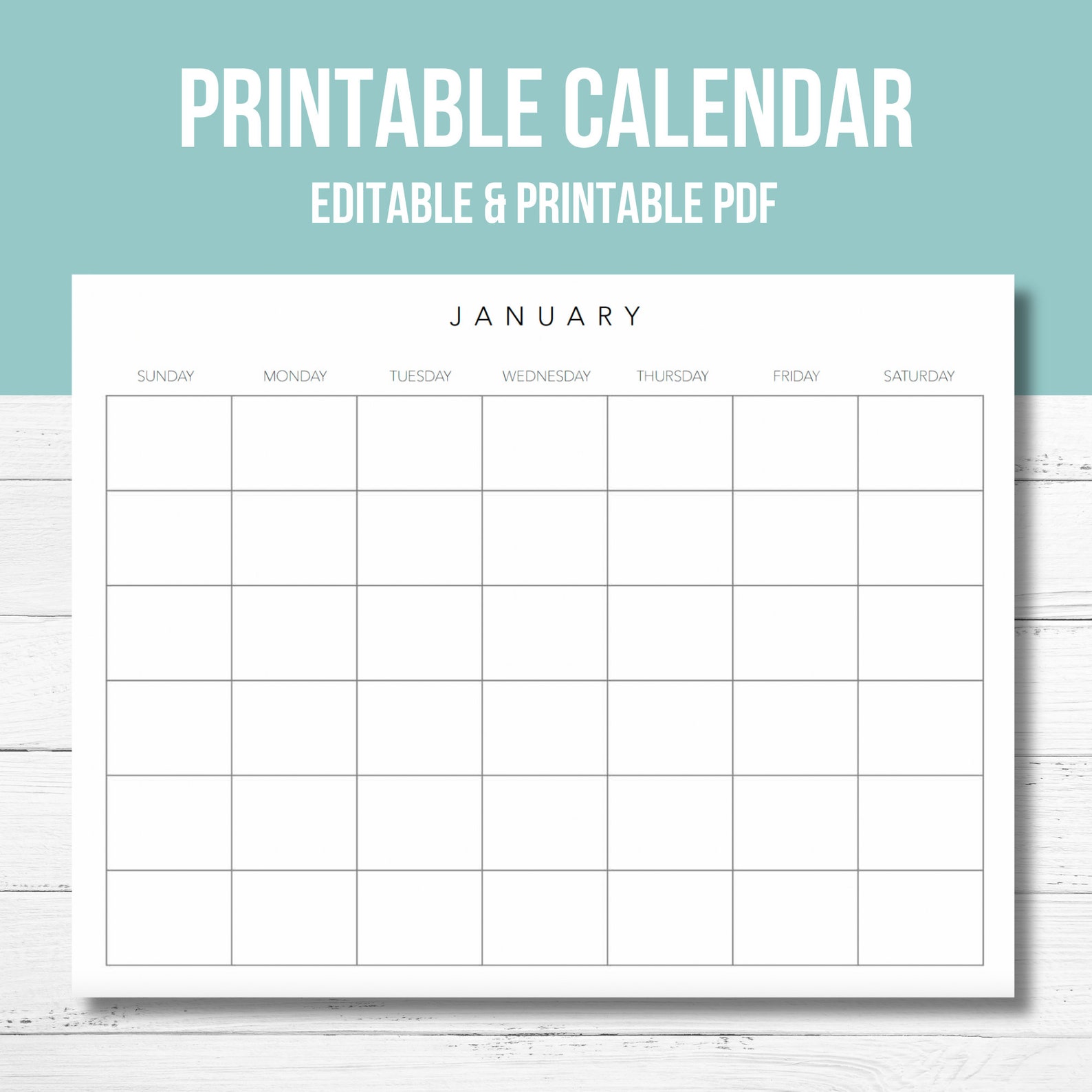 Blank Monthly Calendar: Editable, Undated - Etsy