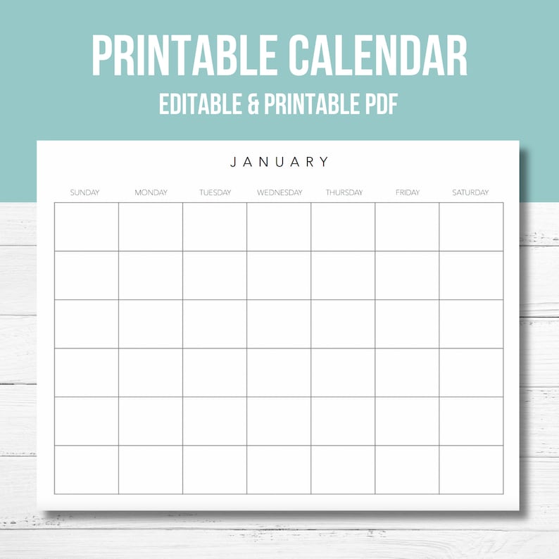 Blank Monthly Calendar: Editable, Undated - Etsy
