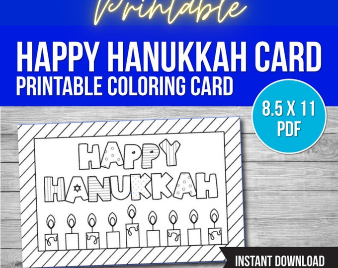 Hanukkah Cards to Color. 3 Coloring Pages of Happy Hanukkah Card. Cute ...