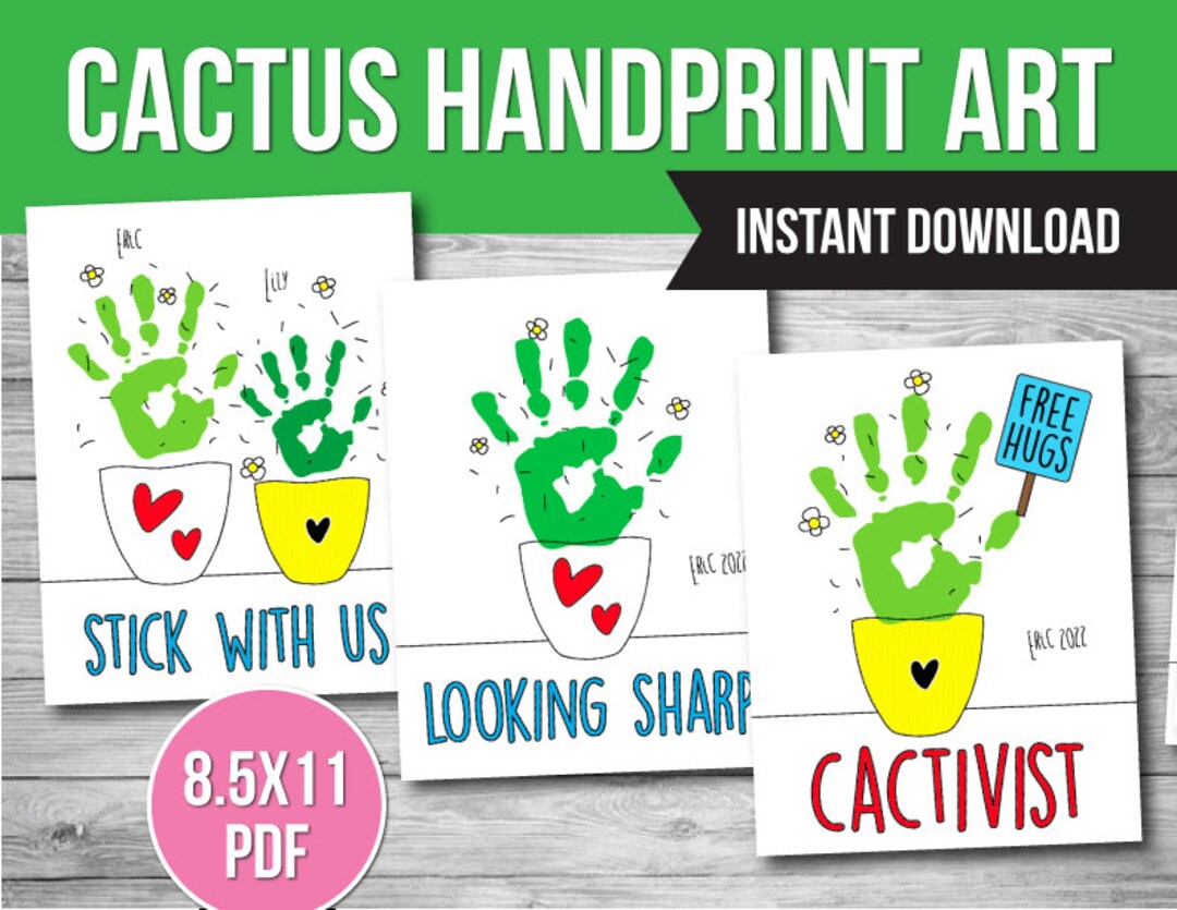 Handprint Art Craft, Cactus Handprint, Printable Keepsake, Spring ...