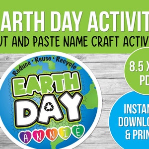 Earth Day Cut and Paste Printable Activity, Spring Activity, Earth Day ...