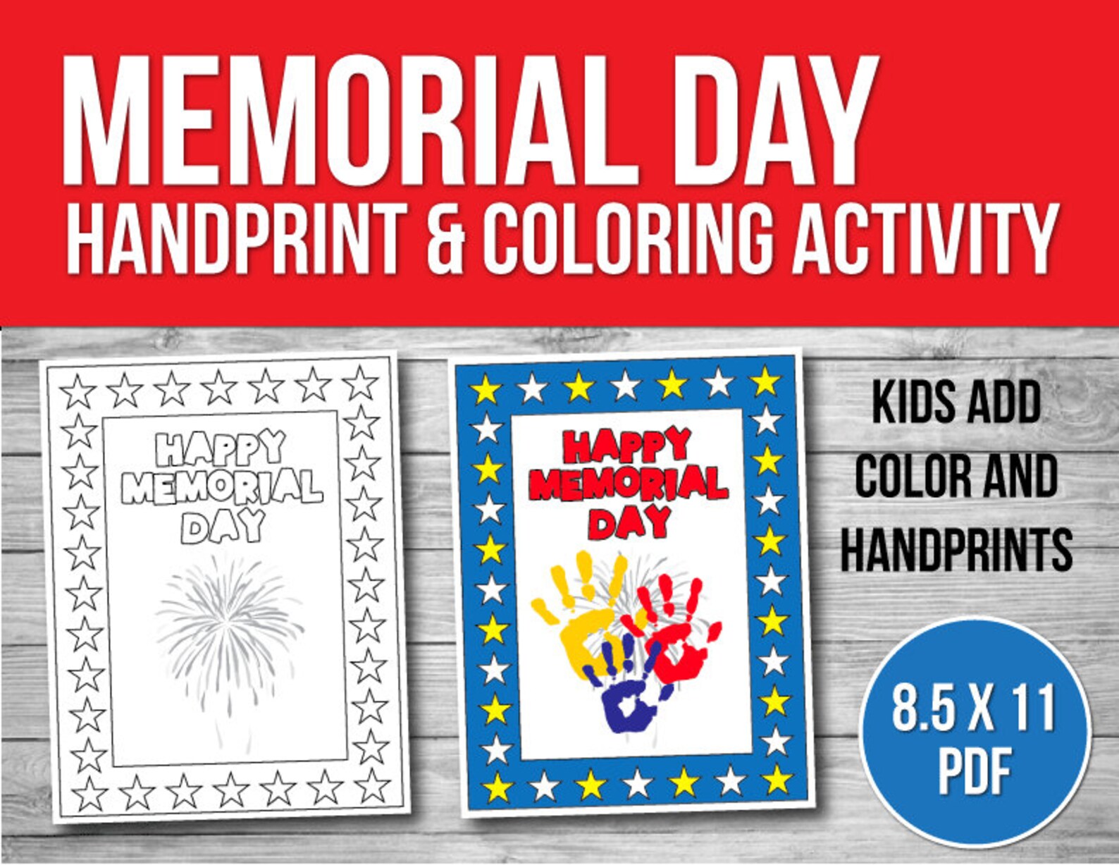Memorial Day Handprint Art Memorial Day Activity Craft | Etsy