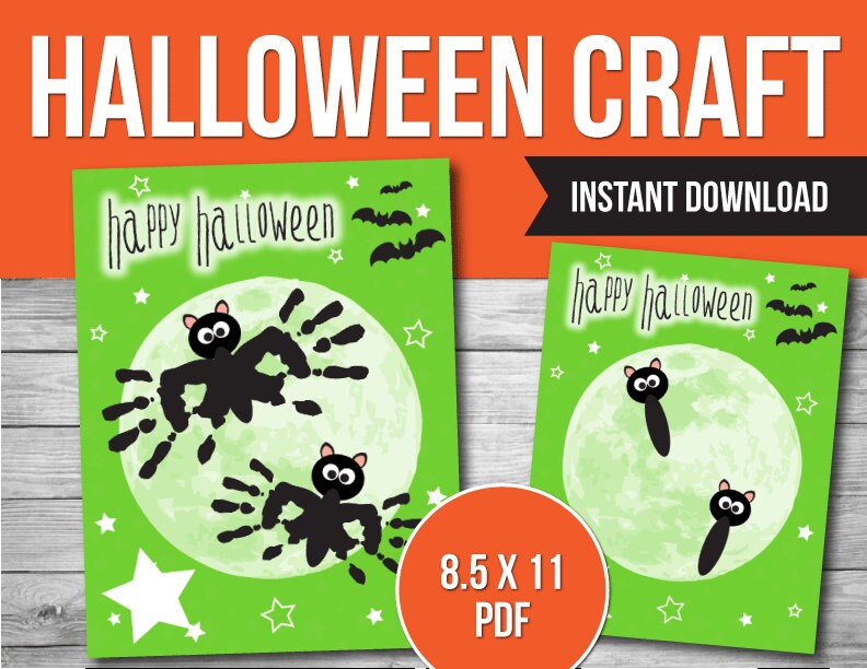 Halloween Handprint Craft Kids Printable Halloween Craft - Etsy