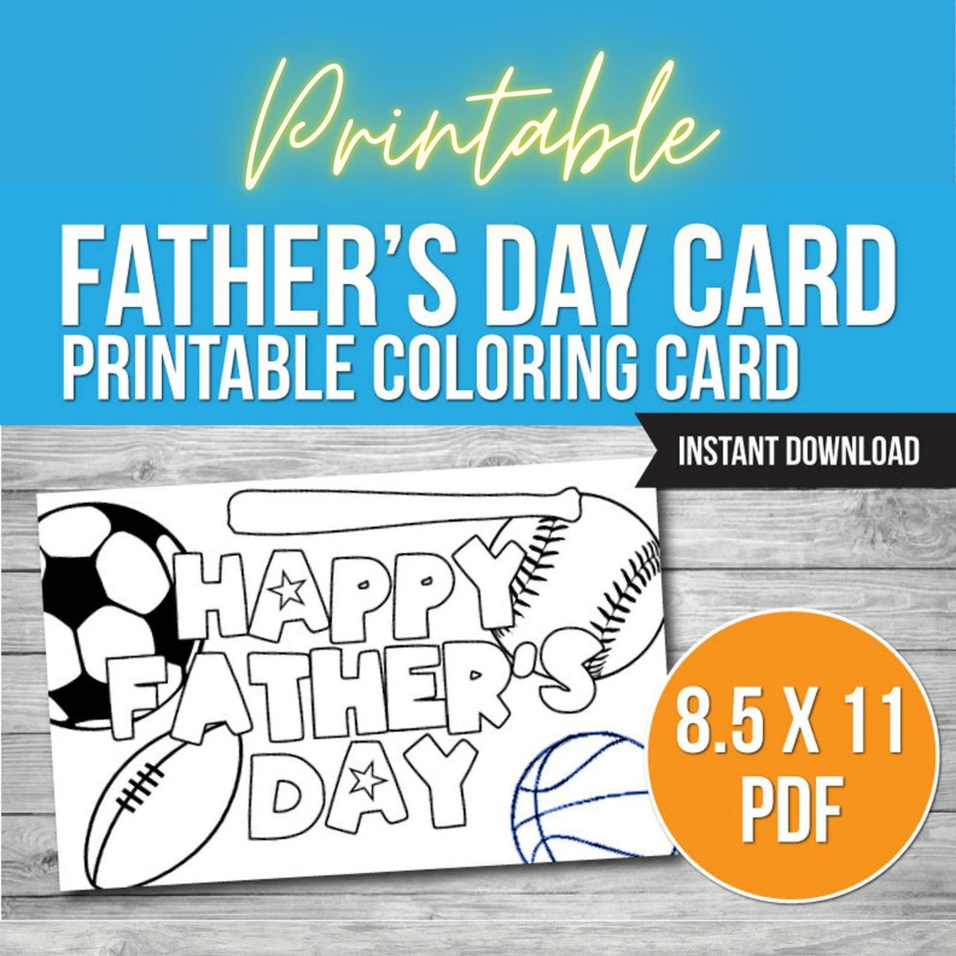 Happy Father's Day Printable Coloring Card, Father's Day Card for Kids ...