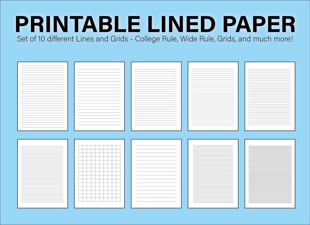 Printable Lined Paper Bundle PDF Wide Rule Paper College - Etsy