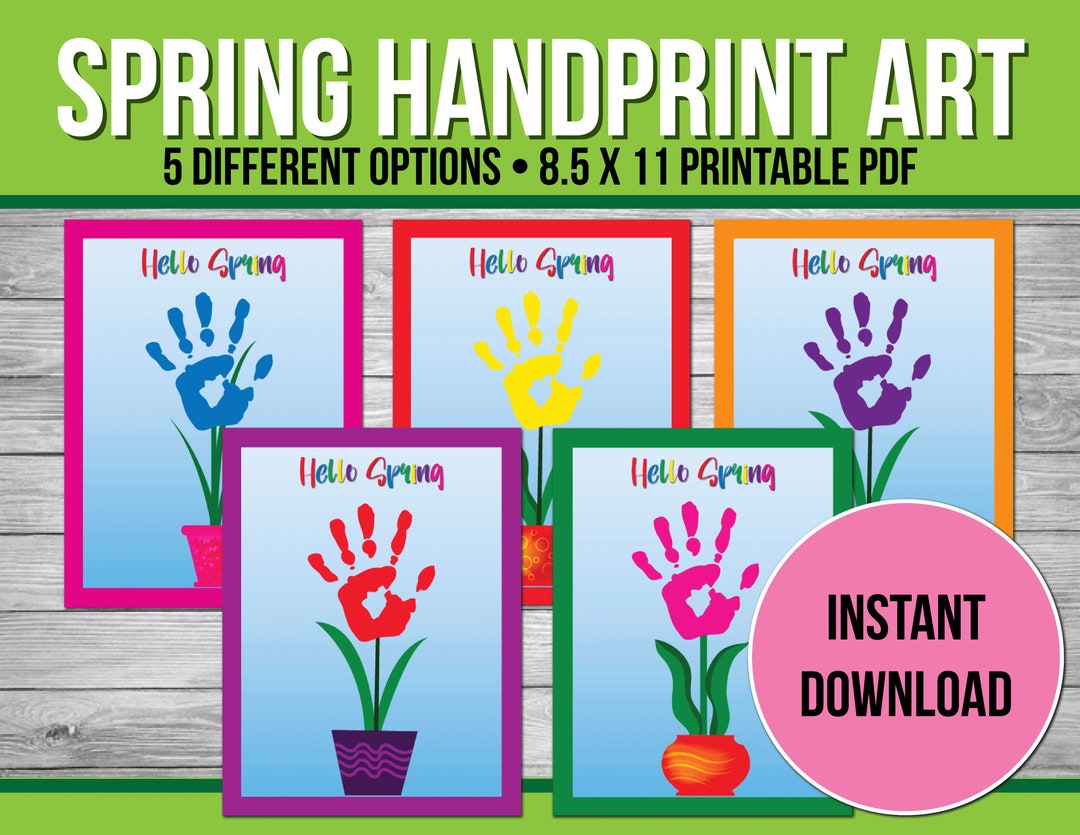 Spring Handprint Art, Printable Keepsake Art, Spring Activities Craft ...