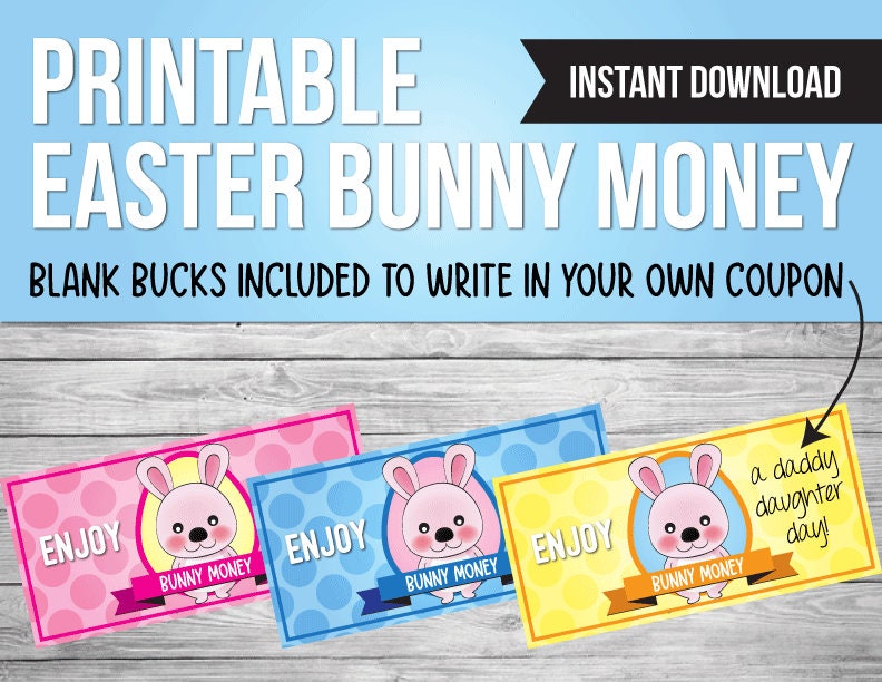 Bunny Bucks Printable Money, Play Money, Easter Play Money, Easter Egg ...