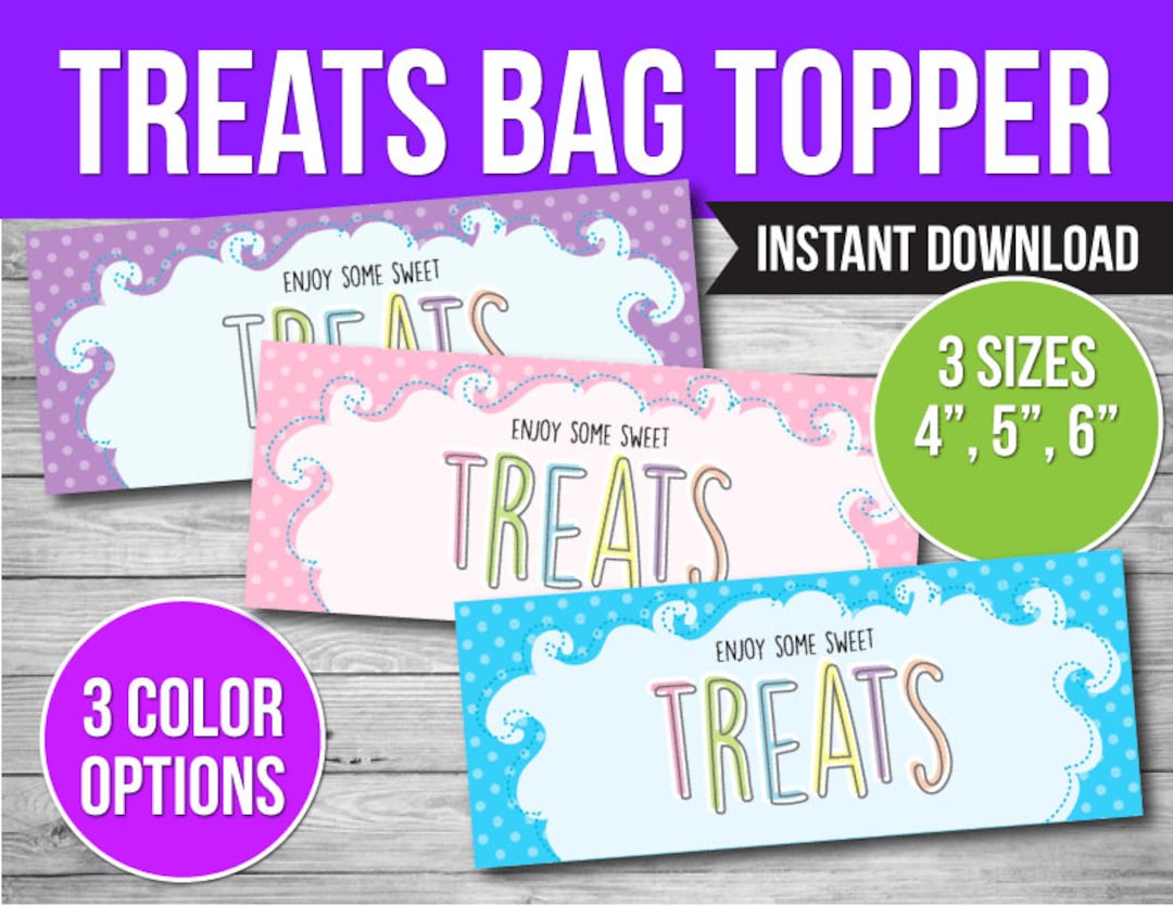 Printable Bag Topper Birthday Party Favor Treats Bag Party - Etsy