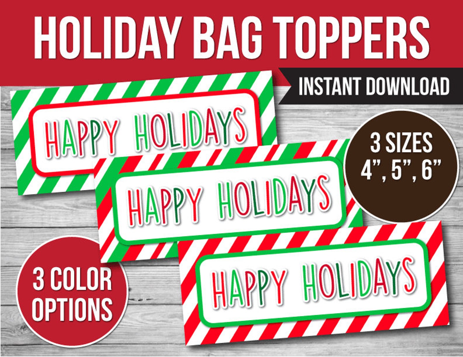 Holiday Bag Topper, Christmas Bag Topper, Santa Bag Topper, Treat Bag ...