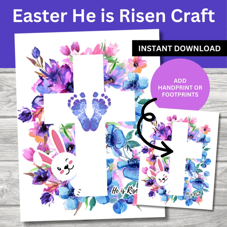 He is Risen Handprint Footprint Art: Christian Easter Keepsake (PDF) - Etsy