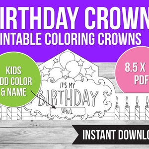Birthday Crown, Printable Coloring Crowns, Paper Crown, Birthday Crown ...