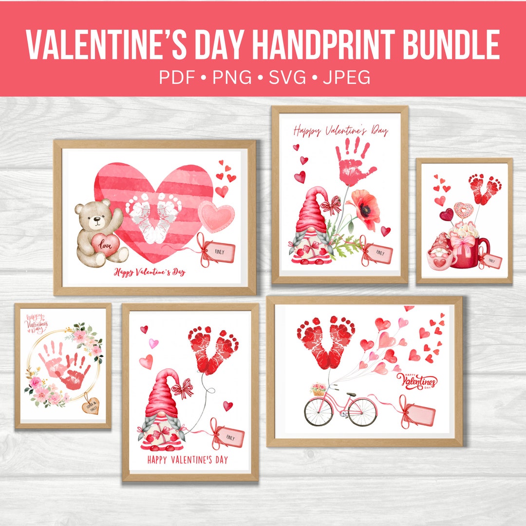 Valentines Day Handprint Art Bundle, Handprint Footprint, Valentines ...