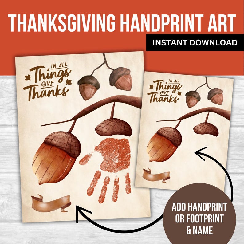 Thanksgiving Handprint Footprint Art: Kids Craft Keepsake (PDF) - Etsy