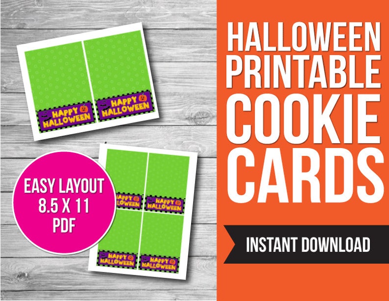 Halloween Cookie Cards: Printable Cookie Tags (PDF) - Etsy
