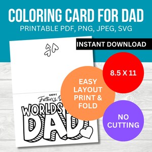 Printable Fathers Day Card, Worlds Best Dad, Happy Fathers Day ...