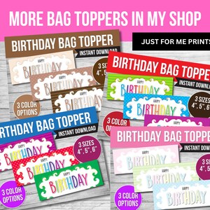 Printable Birthday Bag Topper: Party Favor Decoration (PDF) - Etsy