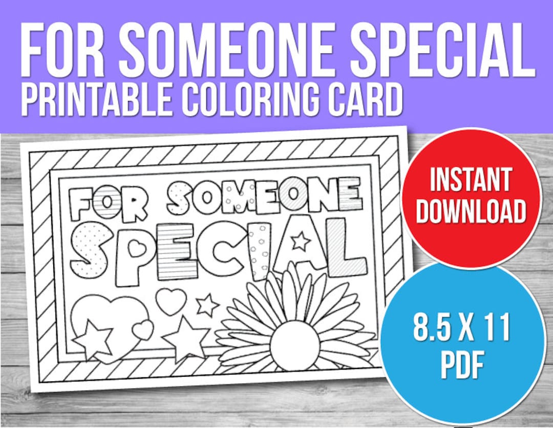 Printable Coloring Card, for Someone Special Card, Teacher Card ...