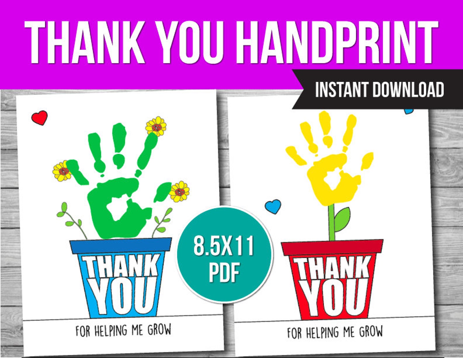Handprint Craft Art Activity Thank You Printable Kids Craft - Etsy