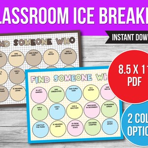Classroom Ice Breaker Game Printable, Class Group Game Bingo, Kids Ice ...
