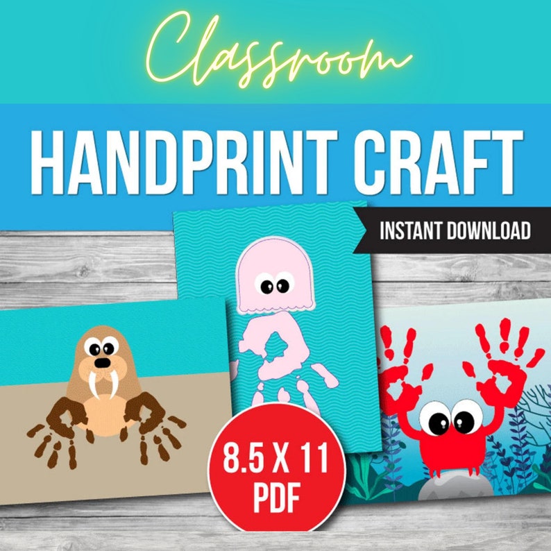 Sea Animals Handprint Activity Printable Craft for Kids Kids - Etsy