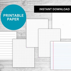 Printable Lined Paper Bundle, Wide Rule College Rule, Notebook Lined ...