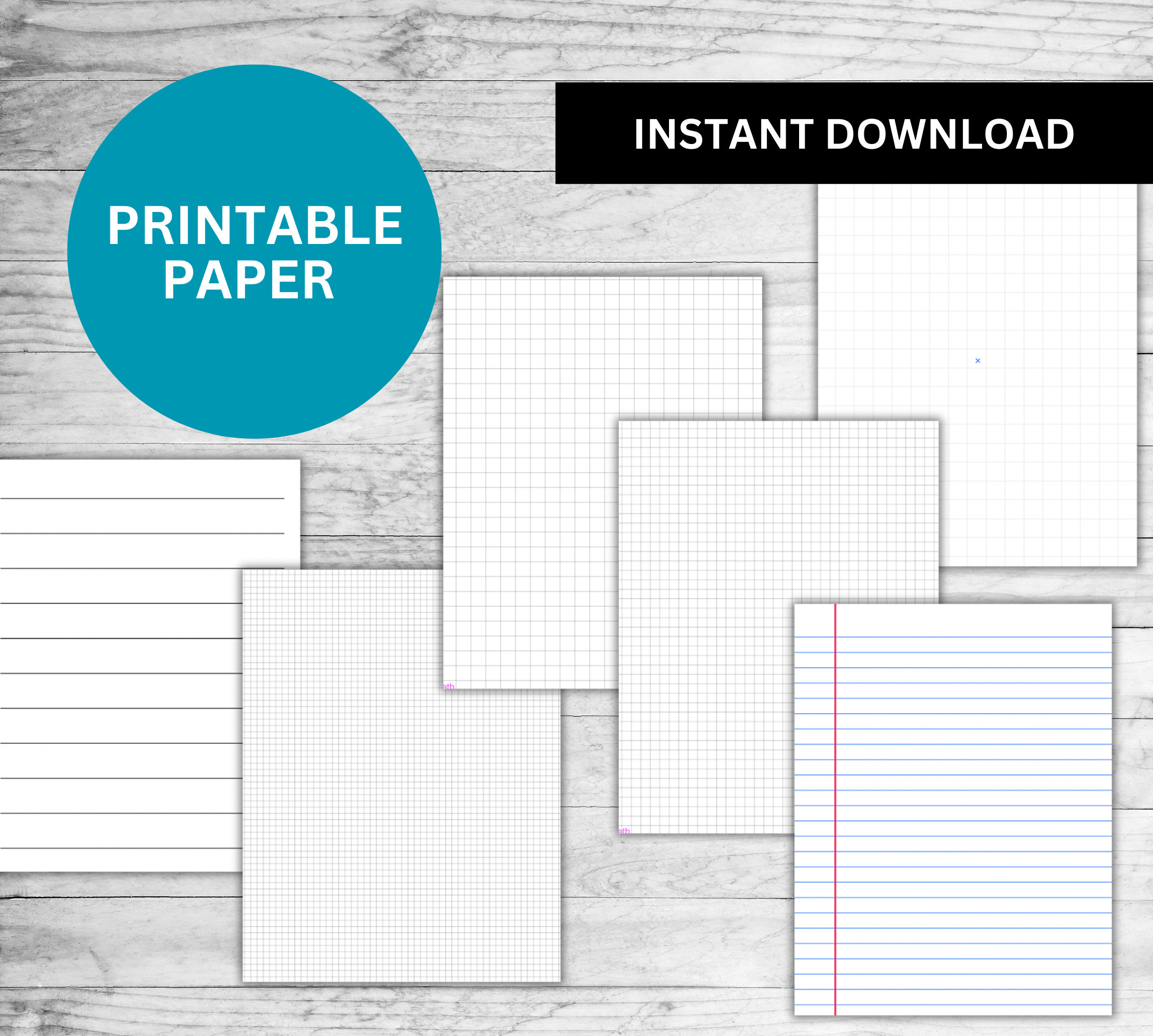 Printable Lined Paper Bundle Wide Rule College Rule Notebook - Etsy