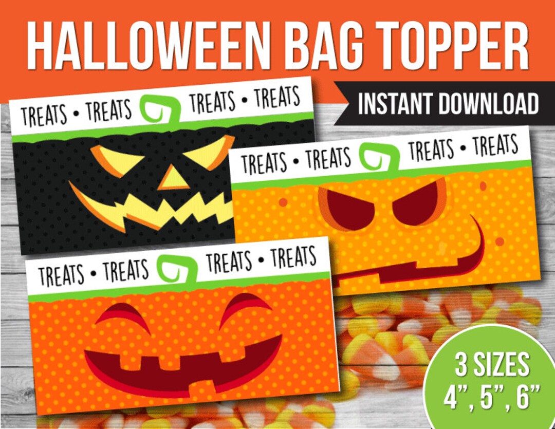 Halloween Bag Topper, Pumpkin Bag Topper, Halloween Party Favor, Treats ...