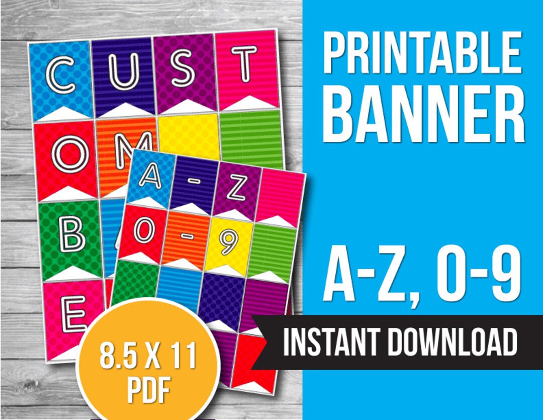 Rainbow Printable Banner: A-Z, 0-9 Letters & Numbers (PDF) - Etsy