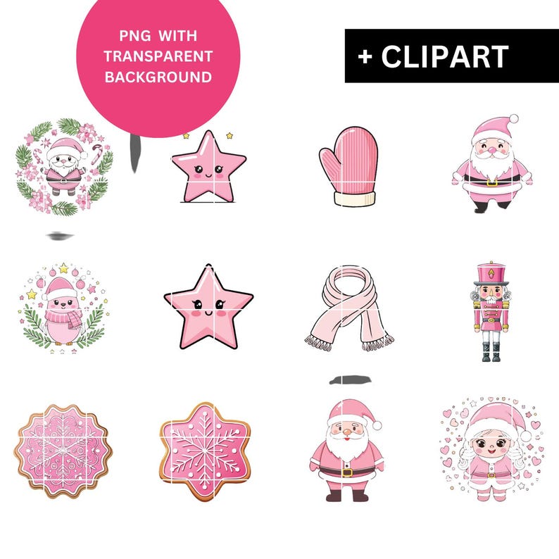 Pink Christmas Alphabet Clipart, Coquette Doodle Font (digital Download ...
